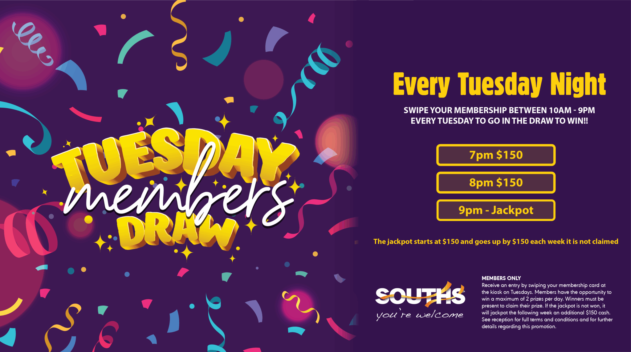 Tuesday Members Draw - Souths Leagues Club